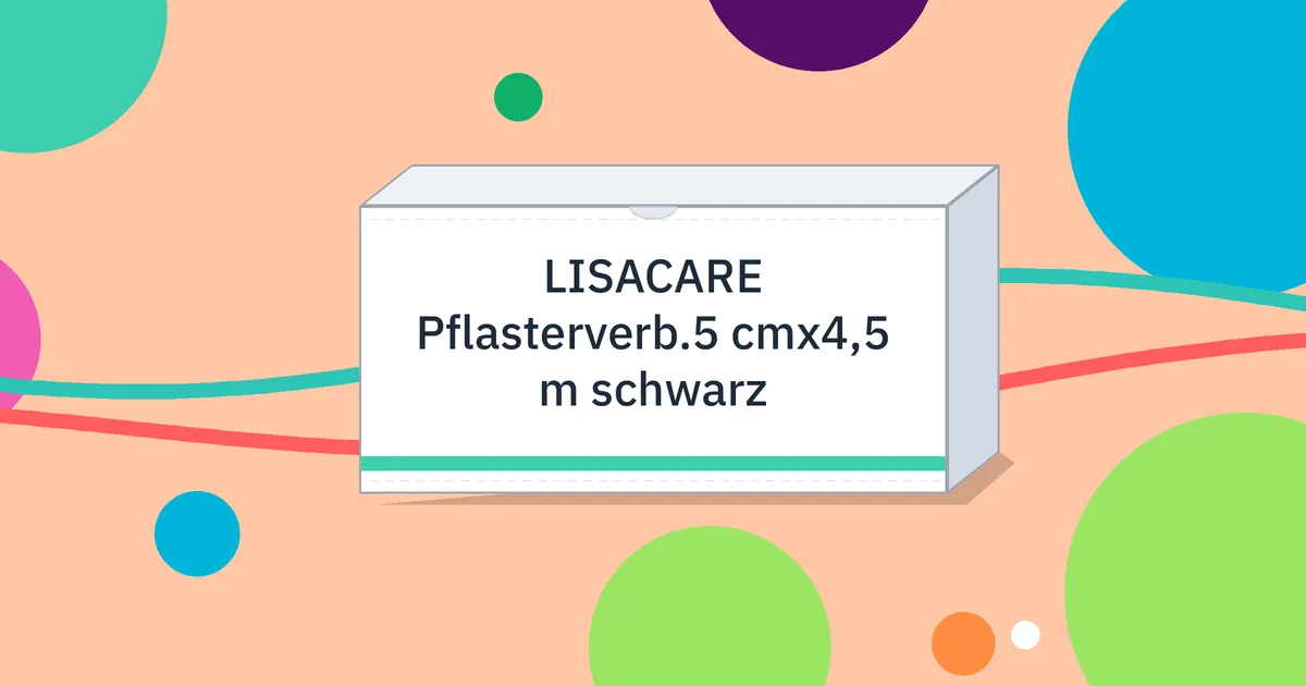 Symbolbild: Packung mit der Aufschrift LISACARE Pflasterverb.5 cmx4,5 m schwarz (PZN 17891954) – Verfügbarkeit und Bezug in Apotheken in Frankfurt am Main