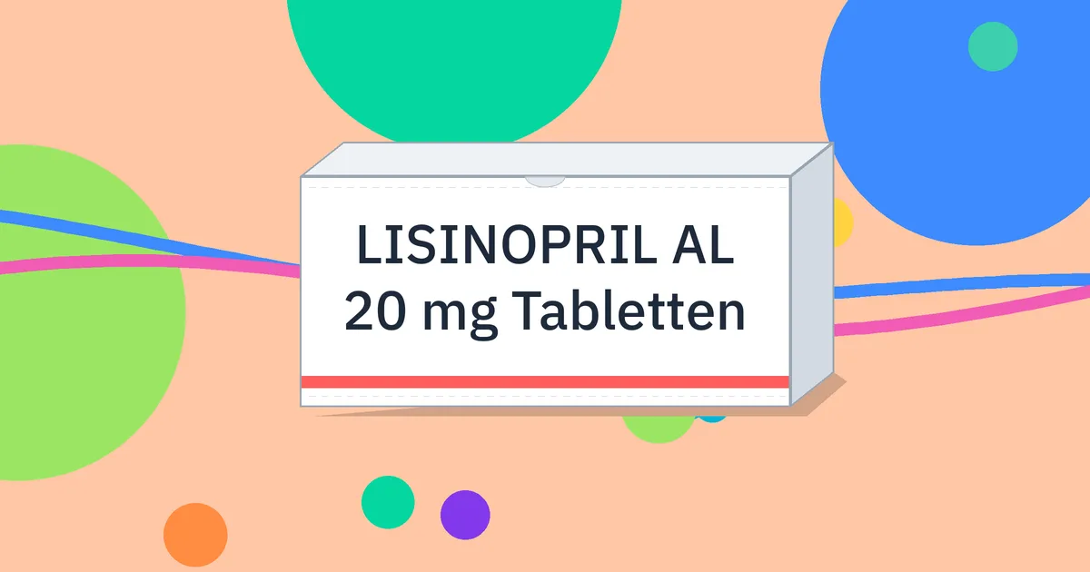 Symbolbild: Packung mit der Aufschrift LISINOPRIL AL 20 mg Tabletten (PZN 00879587) – Verfügbarkeit und Bezug in Apotheken in Frankfurt am Main