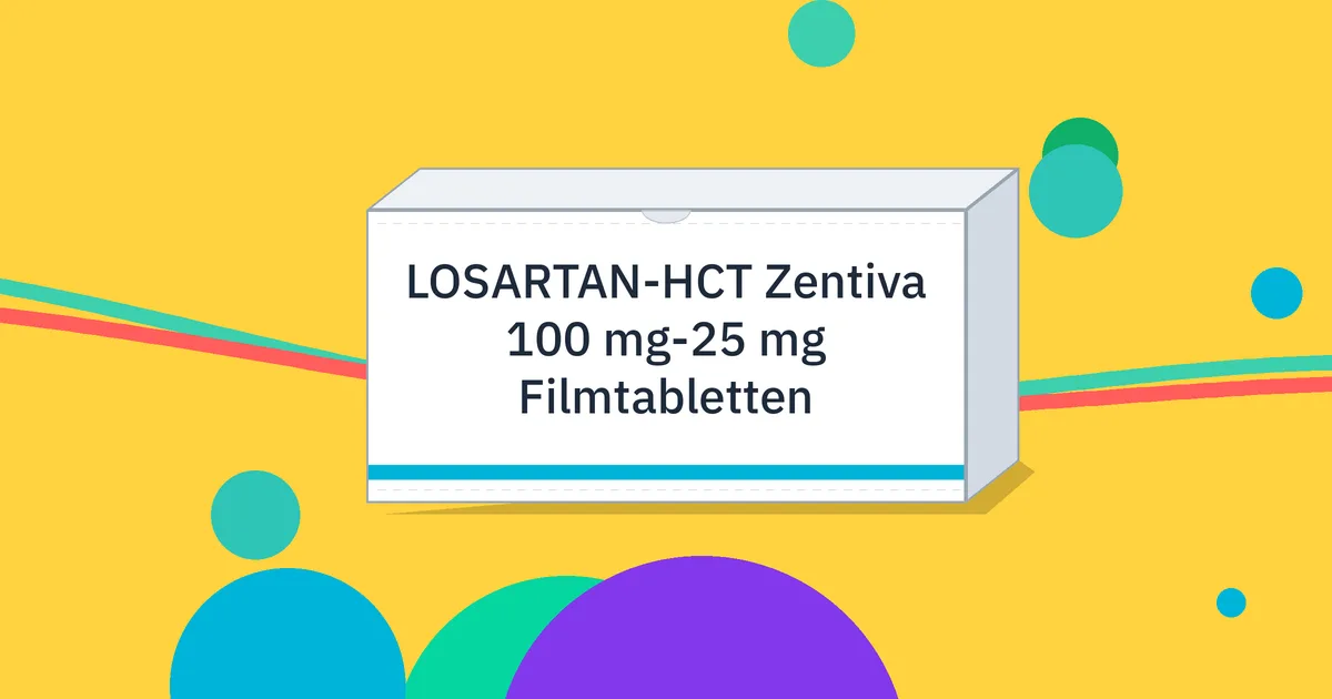 Symbolbild: Packung mit der Aufschrift LOSARTAN-HCT Zentiva 100 mg-25 mg Filmtabletten (PZN 16200497) – Verfügbarkeit und Bezug in Apotheken in Frankfurt am Main