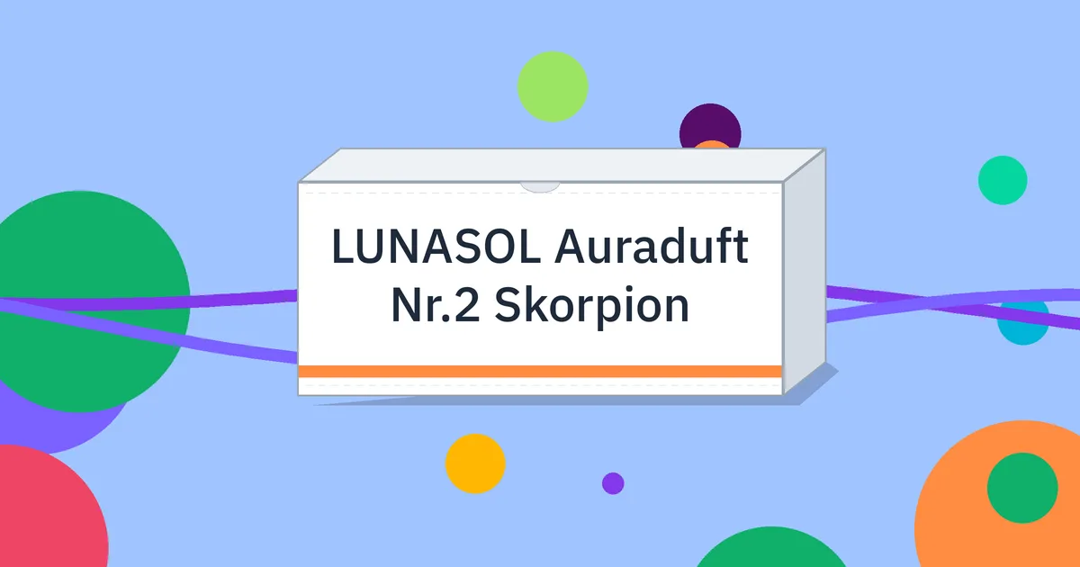 Symbolbild: Packung mit der Aufschrift LUNASOL Auraduft Nr.2 Skorpion (PZN 20060228) – Verfügbarkeit und Bezug in Apotheken in Frankfurt am Main