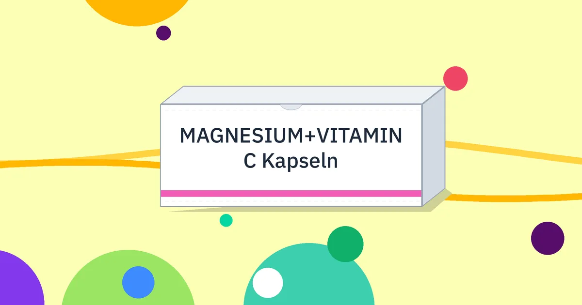 Symbolbild: Packung mit der Aufschrift MAGNESIUM+VITAMIN C Kapseln (PZN 11026793) – Verfügbarkeit und Bezug in Apotheken in Frankfurt am Main