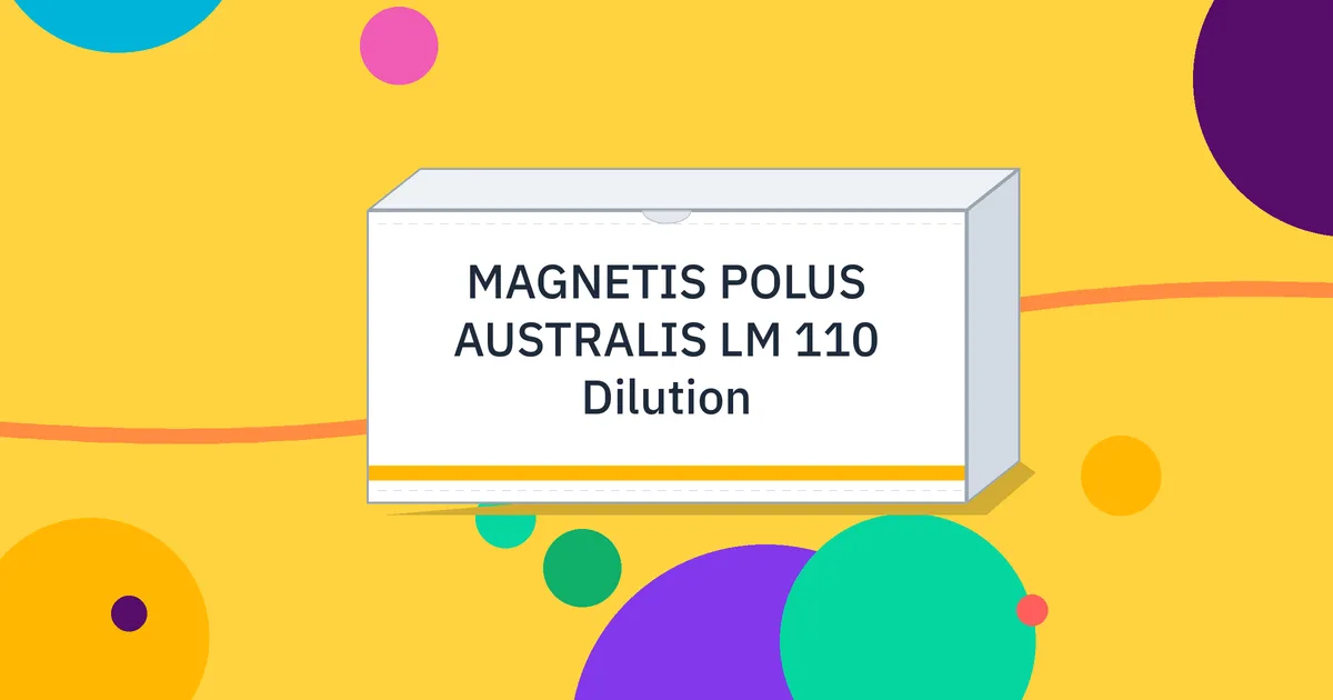 Symbolbild: Packung mit der Aufschrift MAGNETIS POLUS AUSTRALIS LM 110 Dilution (PZN 12941713) – Verfügbarkeit und Bezug in Apotheken in Frankfurt am Main
