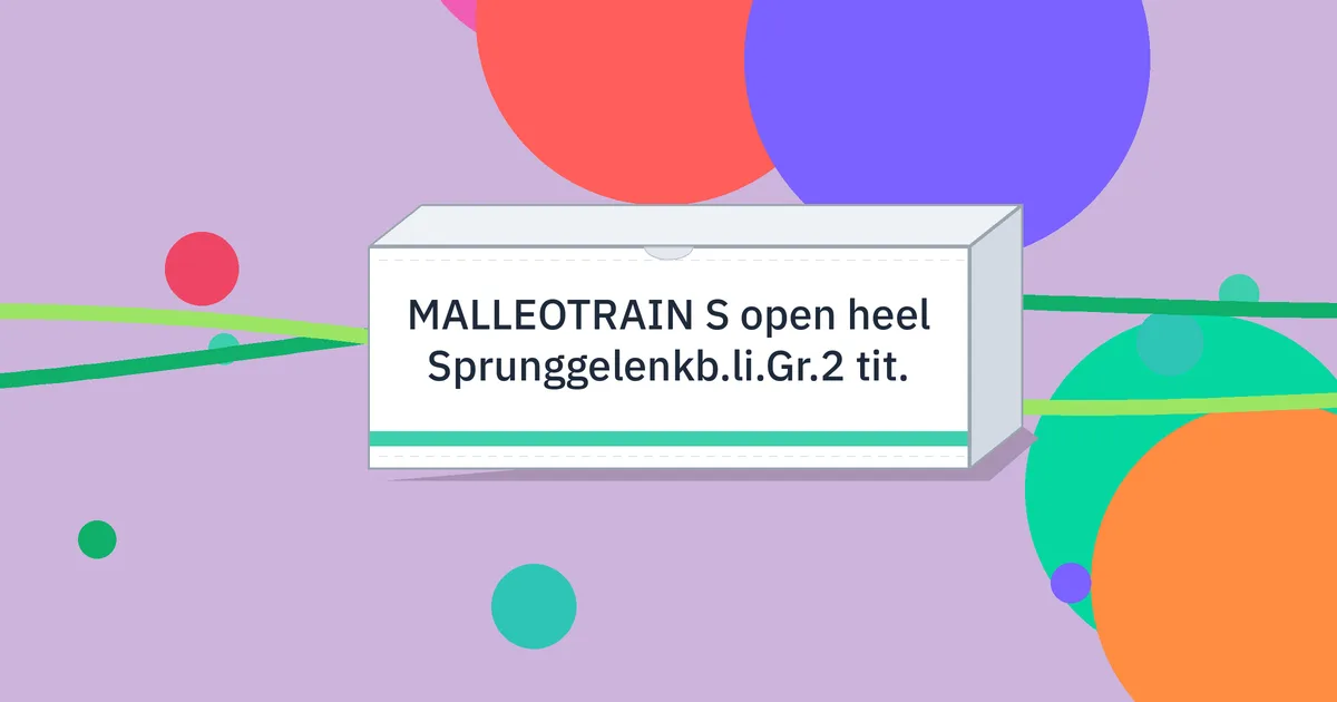 Symbolbild: Packung mit der Aufschrift MALLEOTRAIN S open heel Sprunggelenkb.li.Gr.2 tit. (PZN 10220961) – Verfügbarkeit und Bezug in Apotheken in Frankfurt am Main