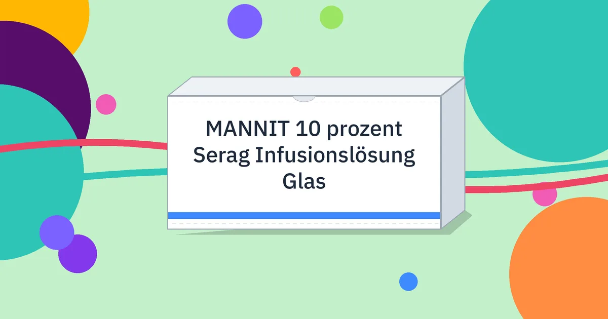 Symbolbild: Packung mit der Aufschrift MANNIT 10 prozent Serag Infusionslösung Glas (PZN 04585351) – Verfügbarkeit und Bezug in Apotheken in Frankfurt am Main