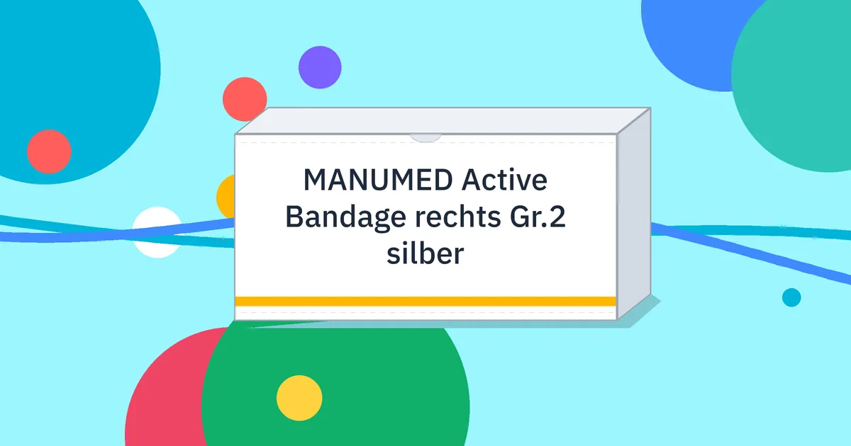 Symbolbild: Packung mit der Aufschrift MANUMED Active Bandage rechts Gr.2 silber (PZN 15315407) – Verfügbarkeit und Bezug in Apotheken in Frankfurt am Main
