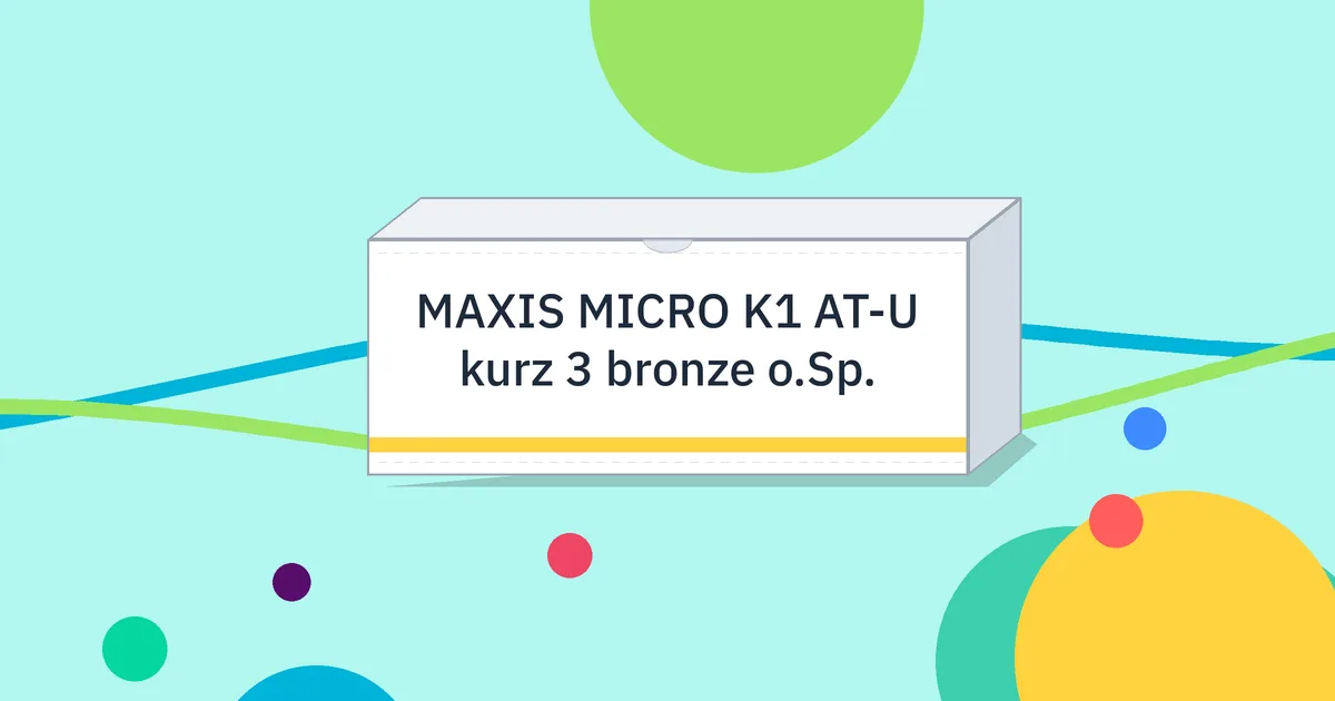 Symbolbild: Packung mit der Aufschrift MAXIS MICRO K1 AT-U kurz 3 bronze o.Sp. (PZN 17671773) – Verfügbarkeit und Bezug in Apotheken in Frankfurt am Main
