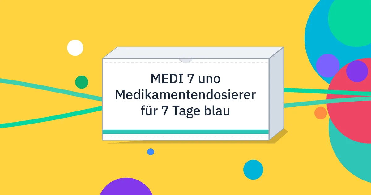 Symbolbild: Packung mit der Aufschrift MEDI 7 uno Medikamentendosierer für 7 Tage blau (PZN 03320165) – Verfügbarkeit und Bezug in Apotheken in Frankfurt am Main