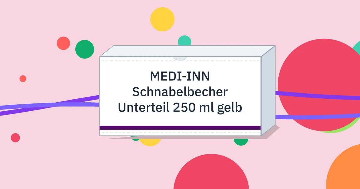 Symbolbild: Packung mit der Aufschrift MEDI-INN Schnabelbecher Unterteil 250 ml gelb (PZN 08815032) – Verfügbarkeit und Bezug in Apotheken in Frankfurt am Main