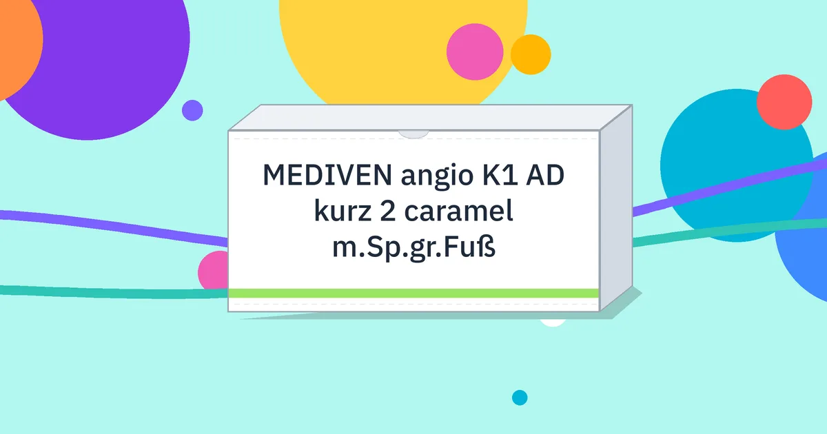 Symbolbild: Packung mit der Aufschrift MEDIVEN angio K1 AD kurz 2 caramel m.Sp.gr.Fuß (PZN 17210351) – Verfügbarkeit und Bezug in Apotheken in Frankfurt am Main