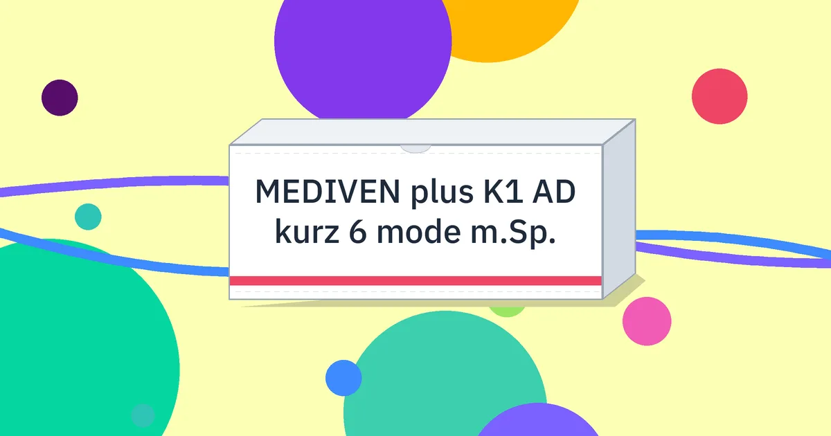 Symbolbild: Packung mit der Aufschrift MEDIVEN plus K1 AD kurz 6 mode m.Sp. (PZN 14181376) – Verfügbarkeit und Bezug in Apotheken in Frankfurt am Main