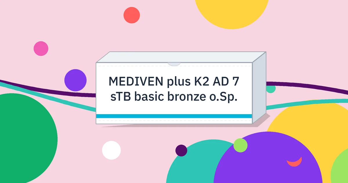 Symbolbild: Packung mit der Aufschrift MEDIVEN plus K2 AD 7 sTB basic bronze o.Sp. (PZN 15096158) – Verfügbarkeit und Bezug in Apotheken in Frankfurt am Main