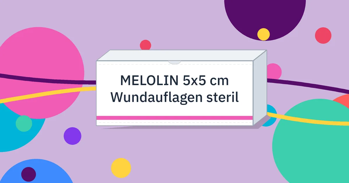 Symbolbild: Packung mit der Aufschrift MELOLIN 5x5 cm Wundauflagen steril (PZN 03170731) – Verfügbarkeit und Bezug in Apotheken in Frankfurt am Main