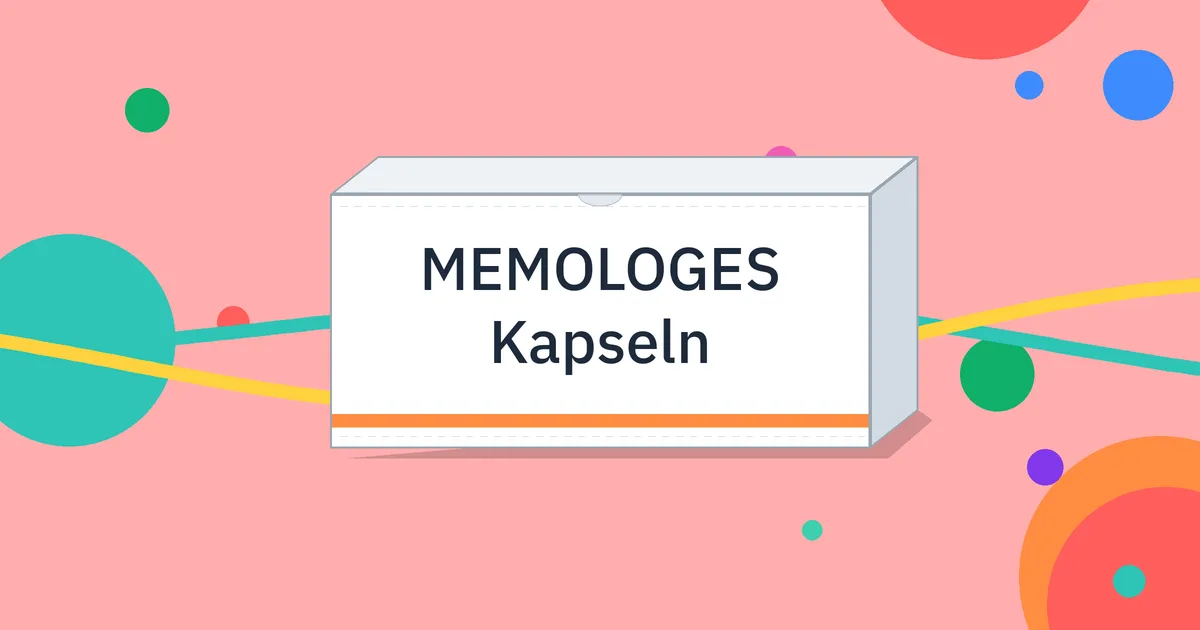 Symbolbild: Packung mit der Aufschrift MEMOLOGES Kapseln (PZN 11349102) – Verfügbarkeit und Bezug in Apotheken in Frankfurt am Main