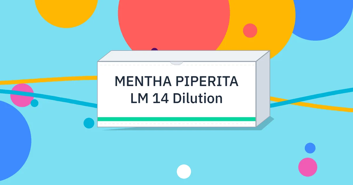 Symbolbild: Packung mit der Aufschrift MENTHA PIPERITA LM 14 Dilution (PZN 13604231) – Verfügbarkeit und Bezug in Apotheken in Frankfurt am Main