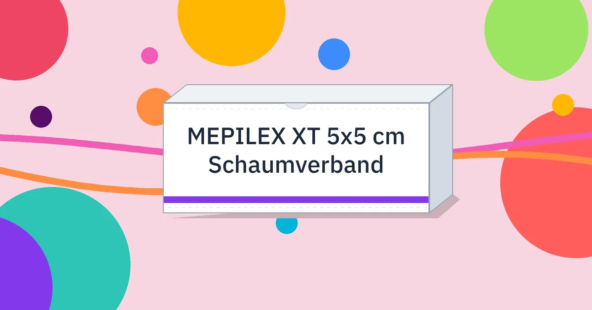 Symbolbild: Packung mit der Aufschrift MEPILEX XT 5x5 cm Schaumverband (PZN 06452401) – Verfügbarkeit und Bezug in Apotheken in Frankfurt am Main
