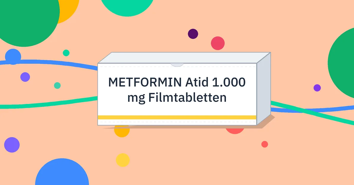 Symbolbild: Packung mit der Aufschrift METFORMIN Atid 1.000 mg Filmtabletten (PZN 05542295) – Verfügbarkeit und Bezug in Apotheken in Frankfurt am Main