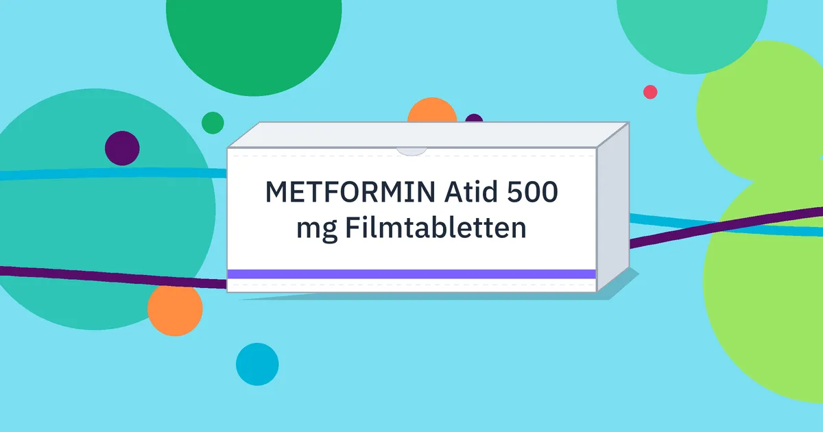 Symbolbild: Packung mit der Aufschrift METFORMIN Atid 500 mg Filmtabletten (PZN 05542214) – Verfügbarkeit und Bezug in Apotheken in Frankfurt am Main
