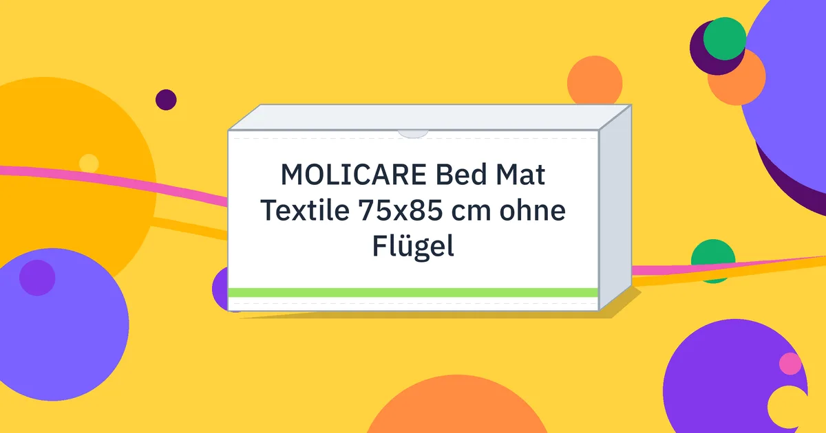Symbolbild: Packung mit der Aufschrift MOLICARE Bed Mat Textile 75x85 cm ohne Flügel (PZN 19962575) – Verfügbarkeit und Bezug in Apotheken in Frankfurt am Main