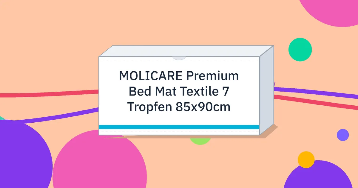 Symbolbild: Packung mit der Aufschrift MOLICARE Premium Bed Mat Textile 7 Tropfen 85x90cm (PZN 16137014) – Verfügbarkeit und Bezug in Apotheken in Frankfurt am Main