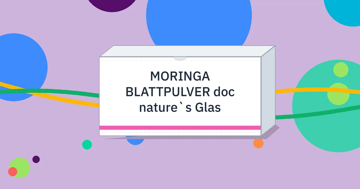 Symbolbild: Packung mit der Aufschrift MORINGA BLATTPULVER doc nature`s Glas (PZN 20892414) – Verfügbarkeit und Bezug in Apotheken in Frankfurt am Main