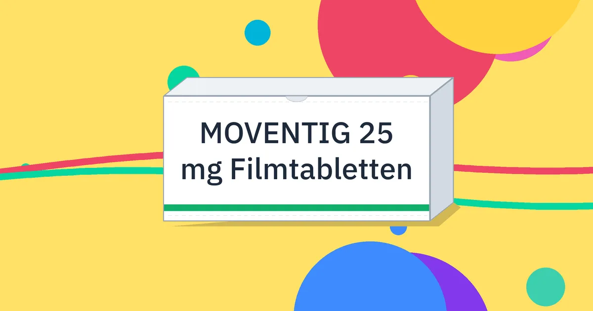 Symbolbild: Packung mit der Aufschrift MOVENTIG 25 mg Filmtabletten (PZN 19289813) – Verfügbarkeit und Bezug in Apotheken in Frankfurt am Main