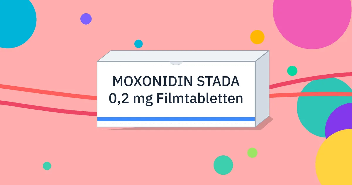 Symbolbild: Packung mit der Aufschrift MOXONIDIN STADA 0,2 mg Filmtabletten (PZN 02188611) – Verfügbarkeit und Bezug in Apotheken in Frankfurt am Main