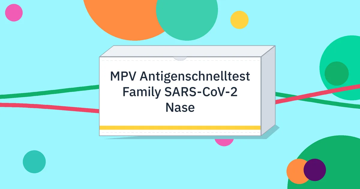 Symbolbild: Packung mit der Aufschrift MPV Antigenschnelltest Family SARS-CoV-2 Nase (PZN 17383005) – Verfügbarkeit und Bezug in Apotheken in Frankfurt am Main