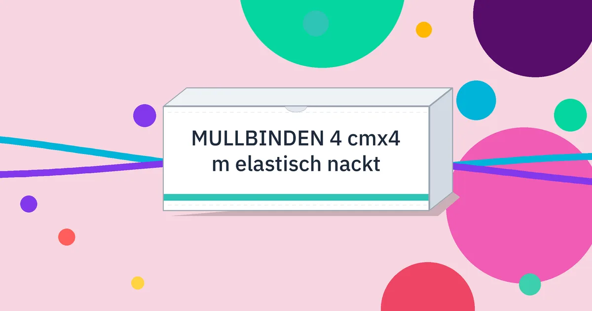 Symbolbild: Packung mit der Aufschrift MULLBINDEN 4 cmx4 m elastisch nackt (PZN 07623052) – Verfügbarkeit und Bezug in Apotheken in Frankfurt am Main