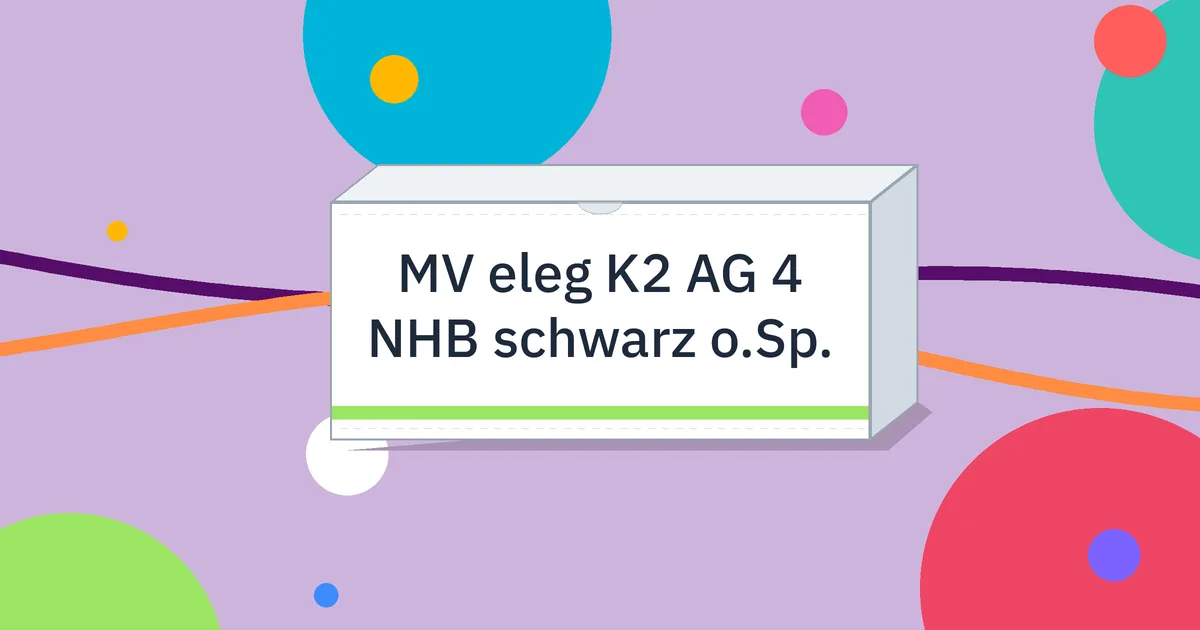 Symbolbild: Packung mit der Aufschrift MV eleg K2 AG 4 NHB schwarz o.Sp. (PZN 15731407) – Verfügbarkeit und Bezug in Apotheken in Frankfurt am Main