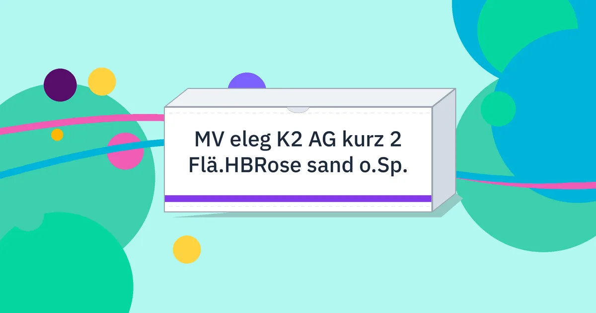 Symbolbild: Packung mit der Aufschrift MV eleg K2 AG kurz 2 Flä.HBRose sand o.Sp. (PZN 18925833) – Verfügbarkeit und Bezug in Apotheken in Frankfurt am Main