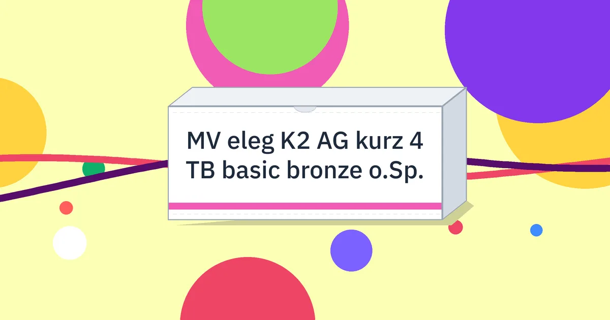 Symbolbild: Packung mit der Aufschrift MV eleg K2 AG kurz 4 TB basic bronze o.Sp. (PZN 14717730) – Verfügbarkeit und Bezug in Apotheken in Frankfurt am Main