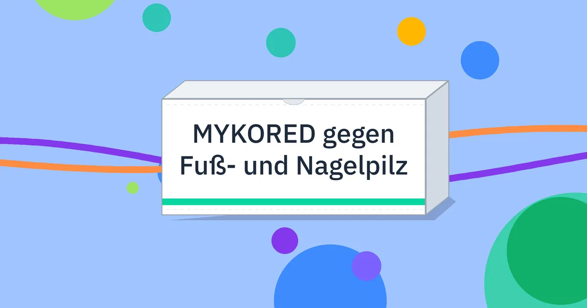 Symbolbild: Packung mit der Aufschrift MYKORED gegen Fuß- und Nagelpilz (PZN 06993982) – Verfügbarkeit und Bezug in Apotheken in Frankfurt am Main