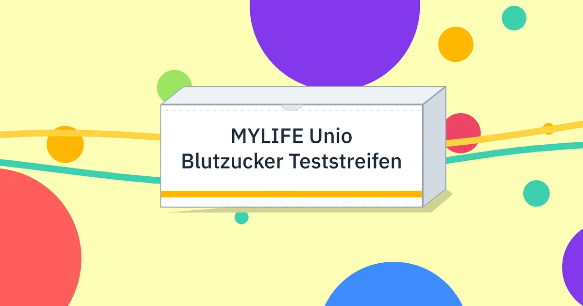 Symbolbild: Packung mit der Aufschrift MYLIFE Unio Blutzucker Teststreifen (PZN 15560555) – Verfügbarkeit und Bezug in Apotheken in Frankfurt am Main