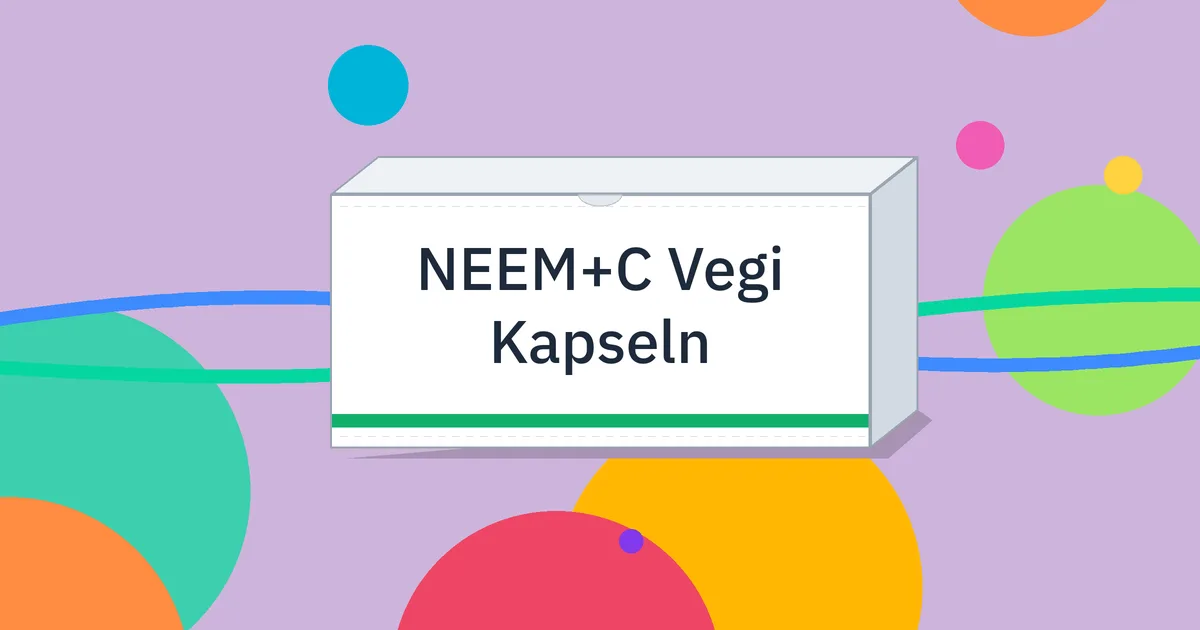 Symbolbild: Packung mit der Aufschrift NEEM+C Vegi Kapseln (PZN 02010847) – Verfügbarkeit und Bezug in Apotheken in Frankfurt am Main
