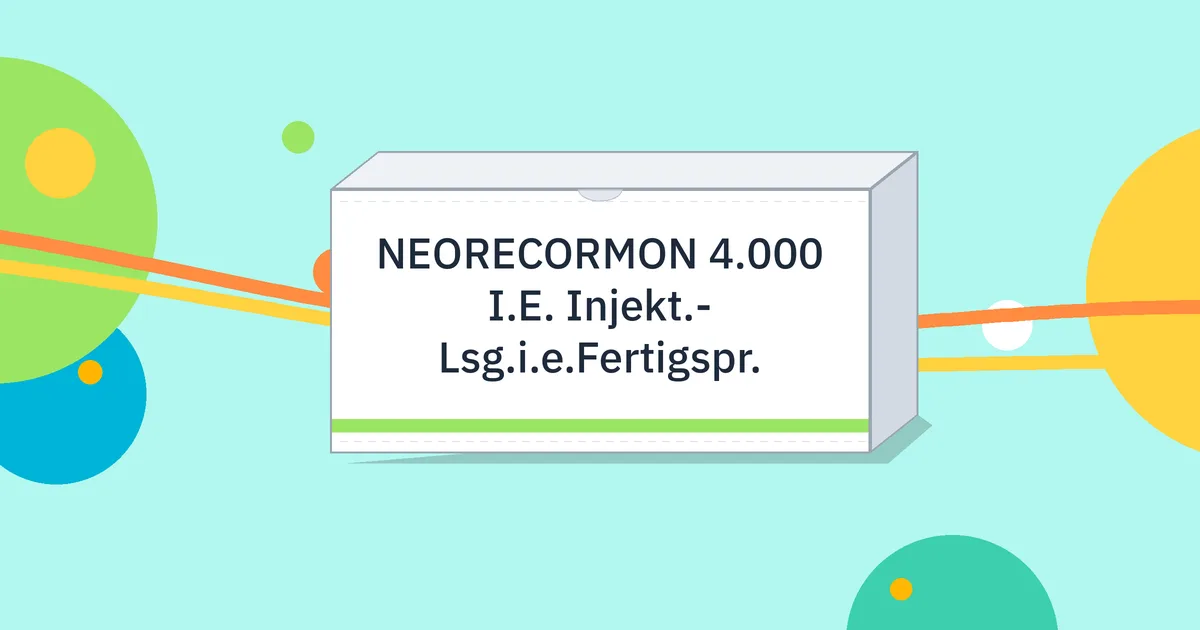 Symbolbild: Packung mit der Aufschrift NEORECORMON 4.000 I.E. Injekt.-Lsg.i.e.Fertigspr. (PZN 14141833) – Verfügbarkeit und Bezug in Apotheken in Frankfurt am Main