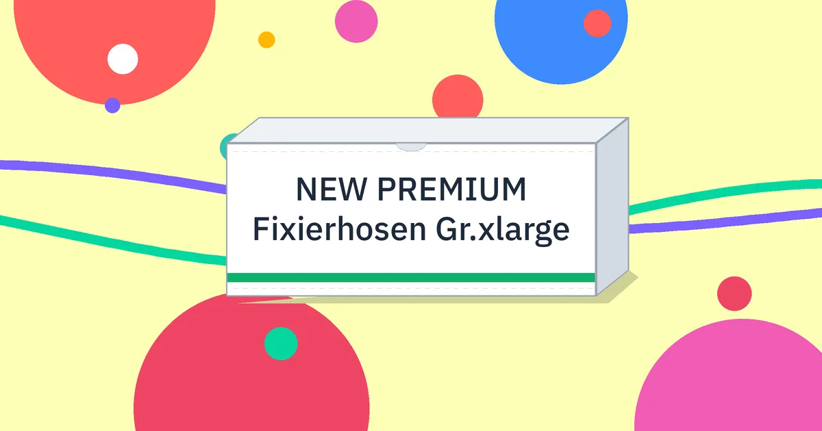 Symbolbild: Packung mit der Aufschrift NEW PREMIUM Fixierhosen Gr.xlarge (PZN 04123573) – Verfügbarkeit und Bezug in Apotheken in Frankfurt am Main
