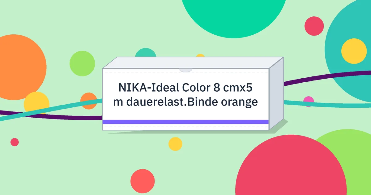Symbolbild: Packung mit der Aufschrift NIKA-Ideal Color 8 cmx5 m dauerelast.Binde orange (PZN 14236189) – Verfügbarkeit und Bezug in Apotheken in Frankfurt am Main