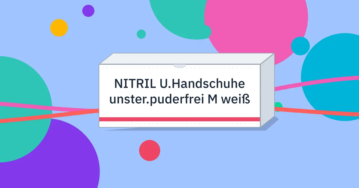 Symbolbild: Packung mit der Aufschrift NITRIL U.Handschuhe unster.puderfrei M weiß (PZN 10761875) – Verfügbarkeit und Bezug in Apotheken in Frankfurt am Main