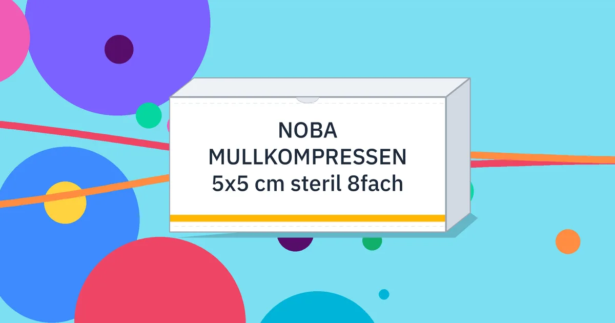 Symbolbild: Packung mit der Aufschrift NOBA MULLKOMPRESSEN 5x5 cm steril 8fach (PZN 05526907) – Verfügbarkeit und Bezug in Apotheken in Frankfurt am Main