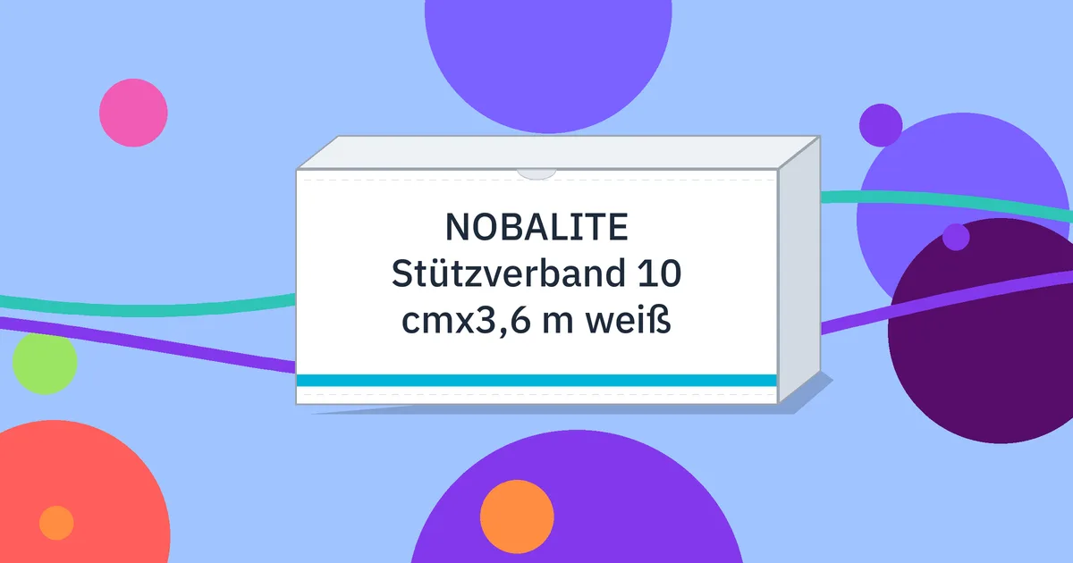 Symbolbild: Packung mit der Aufschrift NOBALITE Stützverband 10 cmx3,6 m weiß (PZN 07571875) – Verfügbarkeit und Bezug in Apotheken in Frankfurt am Main