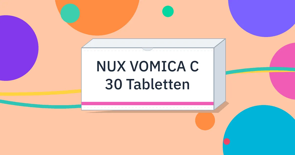 Symbolbild: Packung mit der Aufschrift NUX VOMICA C 30 Tabletten (PZN 04229768) – Verfügbarkeit und Bezug in Apotheken in Frankfurt am Main