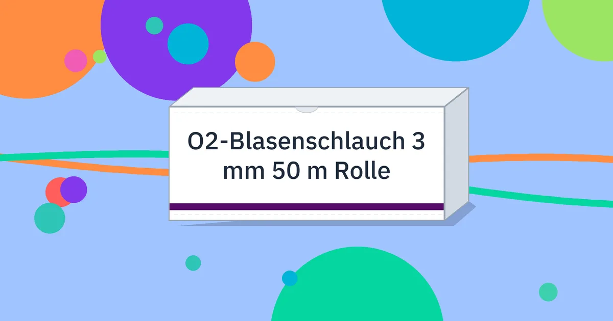 Symbolbild: Packung mit der Aufschrift O2-Blasenschlauch 3 mm 50 m Rolle (PZN 17432896) – Verfügbarkeit und Bezug in Apotheken in Frankfurt am Main