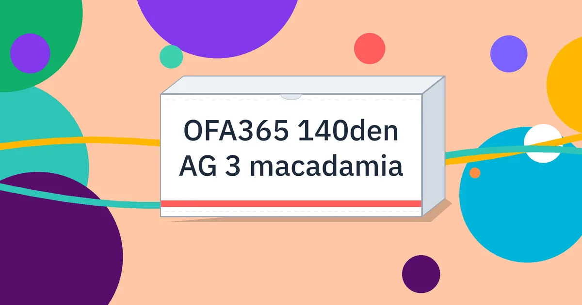 Symbolbild: Packung mit der Aufschrift OFA365 140den AG 3 macadamia (PZN 16722971) – Verfügbarkeit und Bezug in Apotheken in Frankfurt am Main