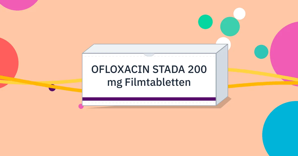 Symbolbild: Packung mit der Aufschrift OFLOXACIN STADA 200 mg Filmtabletten (PZN 01592540) – Verfügbarkeit und Bezug in Apotheken in Frankfurt am Main