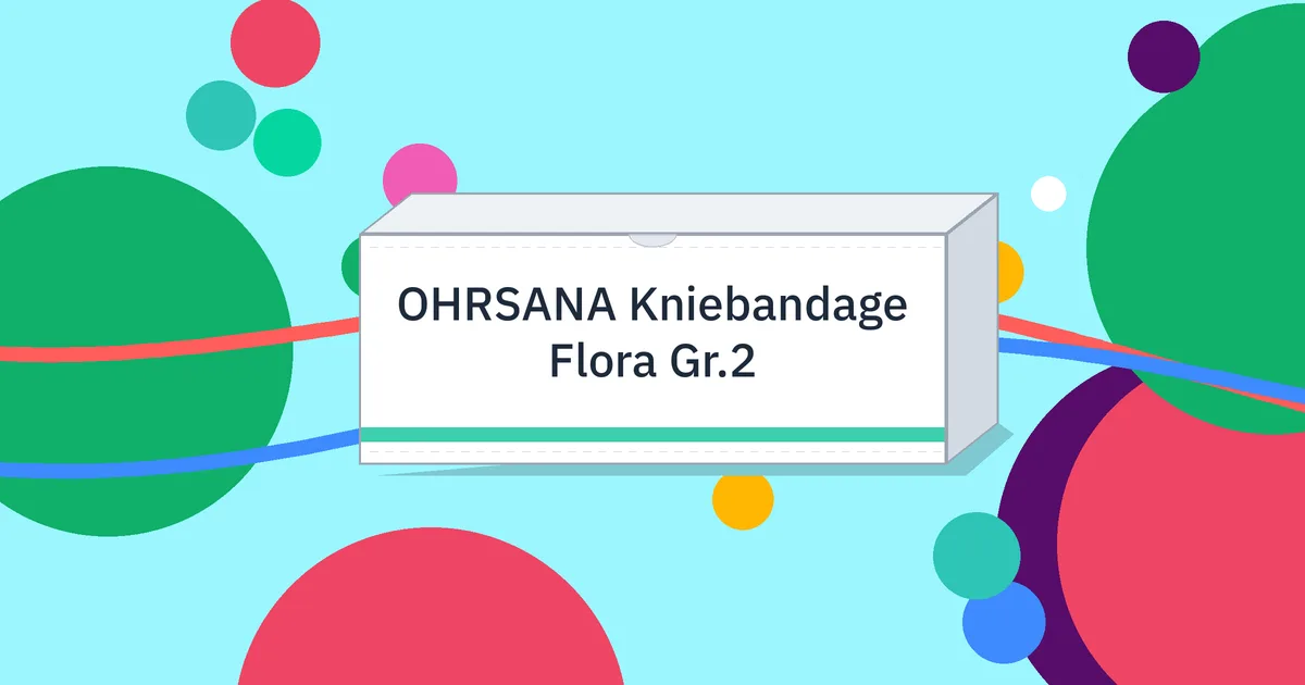 Symbolbild: Packung mit der Aufschrift OHRSANA Kniebandage Flora Gr.2 (PZN 07121221) – Verfügbarkeit und Bezug in Apotheken in Frankfurt am Main