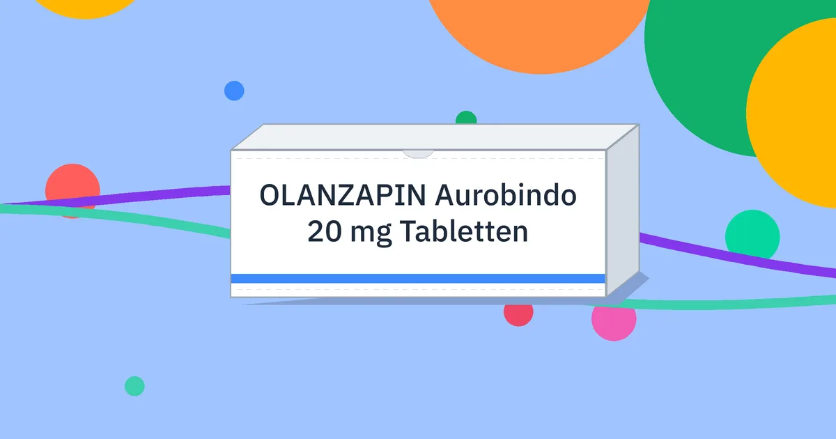 Symbolbild: Packung mit der Aufschrift OLANZAPIN Aurobindo 20 mg Tabletten (PZN 20508752) – Verfügbarkeit und Bezug in Apotheken in Frankfurt am Main