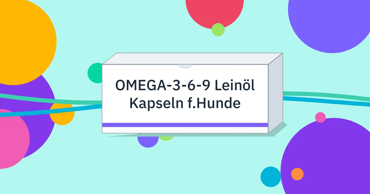 Symbolbild: Packung mit der Aufschrift OMEGA-3-6-9 Leinöl Kapseln f.Hunde (PZN 13851975) – Verfügbarkeit und Bezug in Apotheken in Frankfurt am Main