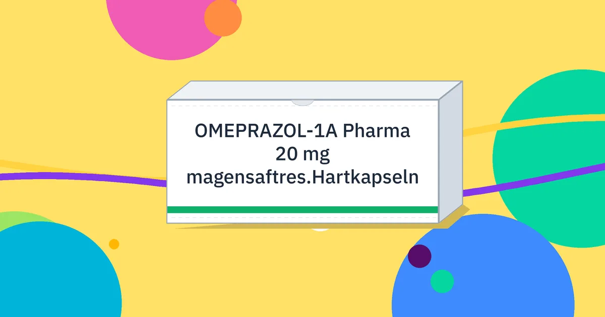 Symbolbild: Packung mit der Aufschrift OMEPRAZOL-1A Pharma 20 mg magensaftres.Hartkapseln (PZN 10108081) – Verfügbarkeit und Bezug in Apotheken in Frankfurt am Main