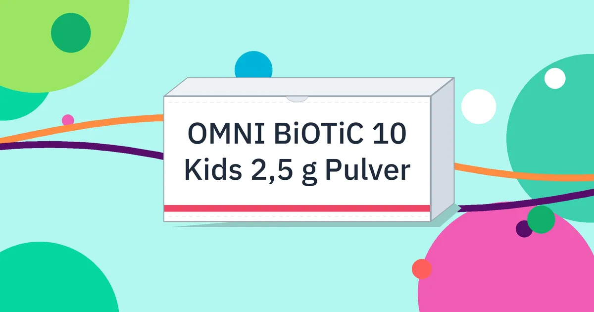 Symbolbild: Packung mit der Aufschrift OMNI BiOTiC 10 Kids 2,5 g Pulver (PZN 18854429) – Verfügbarkeit und Bezug in Apotheken in Frankfurt am Main