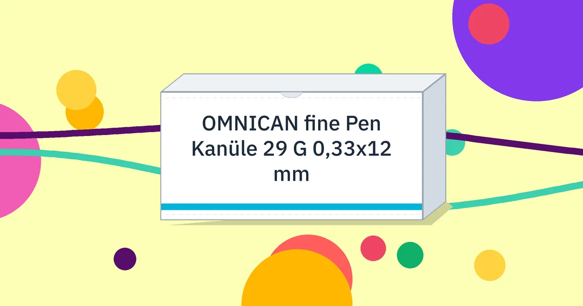 Symbolbild: Packung mit der Aufschrift OMNICAN fine Pen Kanüle 29 G 0,33x12 mm (PZN 07235048) – Verfügbarkeit und Bezug in Apotheken in Frankfurt am Main